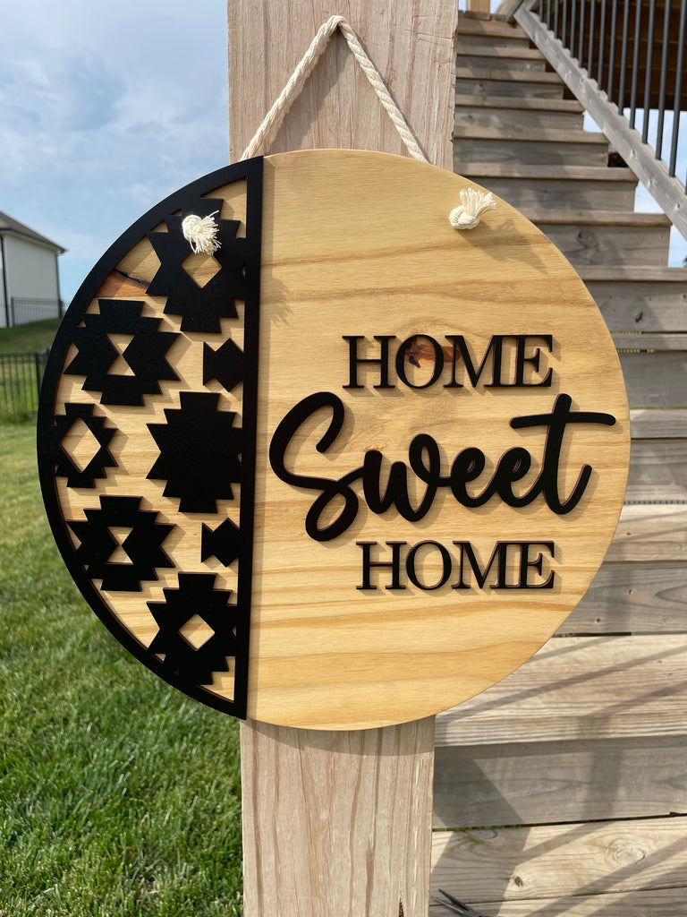 Boho Home Sweet Home Door Sign – Fountain City Woodshop